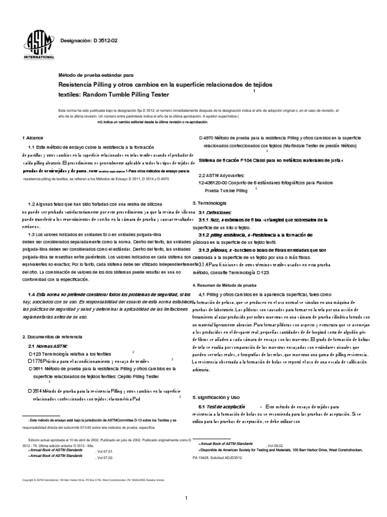 Astm d3512.en.es | Textiles | Estadísticas