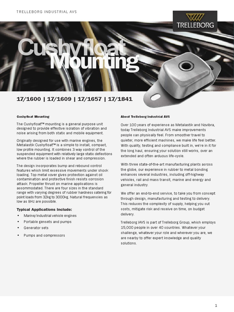 TIAVS Cushyfloat Mounting | PDF | Natural Rubber | Engines