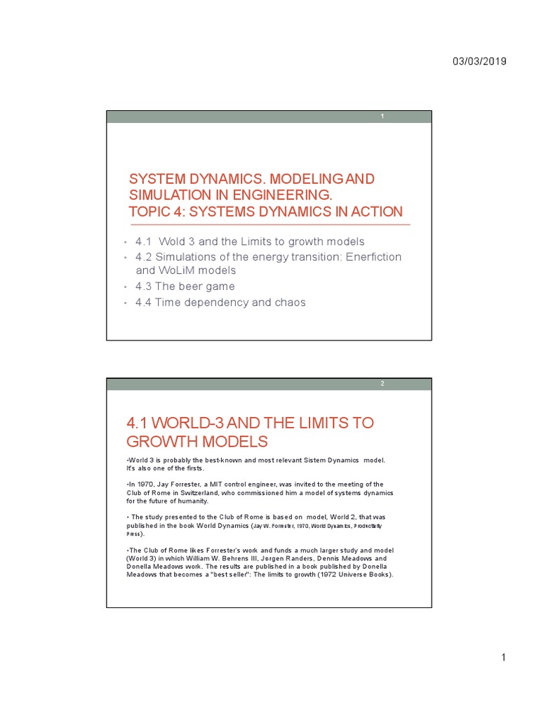 System Dynamics Modeling And Simulation In Engineering Topic 4 Systems Dynamics In Action
