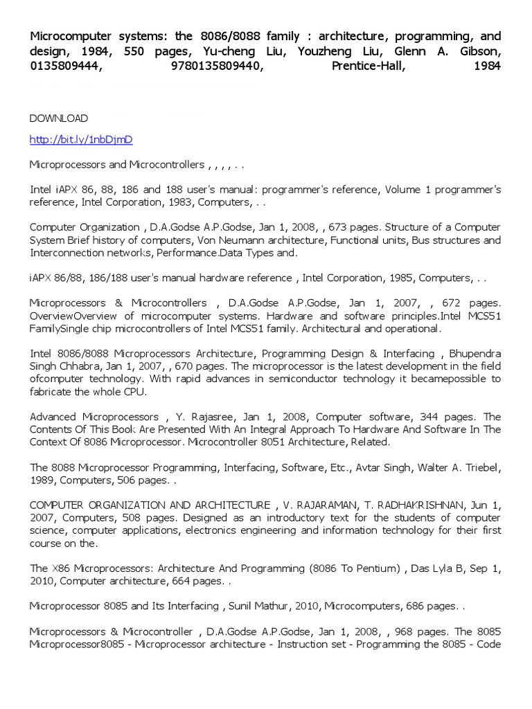 Microcomputer Systems The 8086 8088 Family Architecture PDF | PDF ...