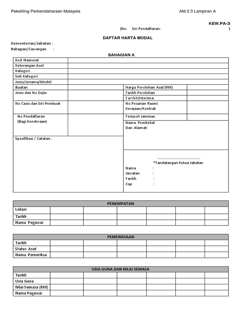 Kewpa 3 - Daftar Harta Modal | PDF