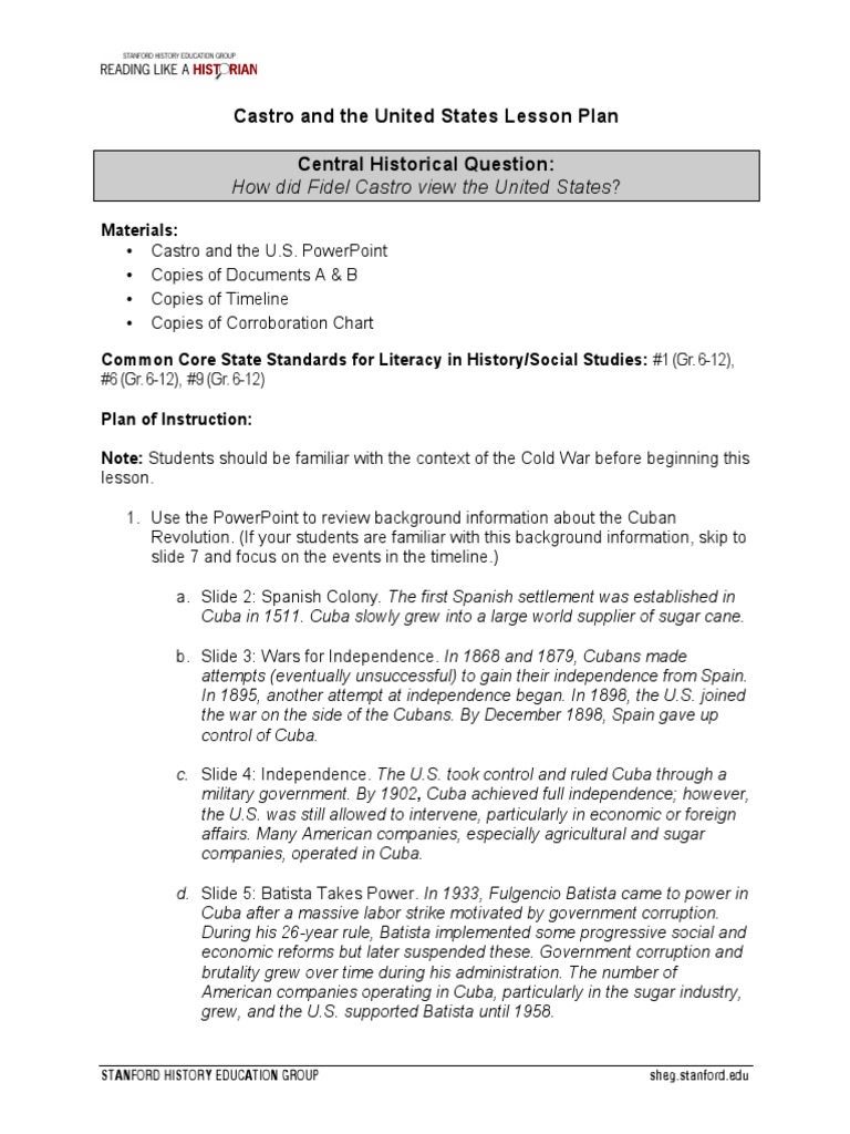 Castro and The Us Teacher Materials | PDF | Fidel Castro | Fulgencio ...