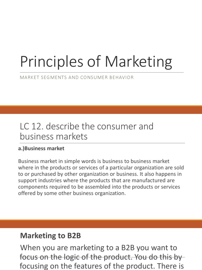 Principles of Marketing: Market Segments and Consumer Behavior | PDF ...