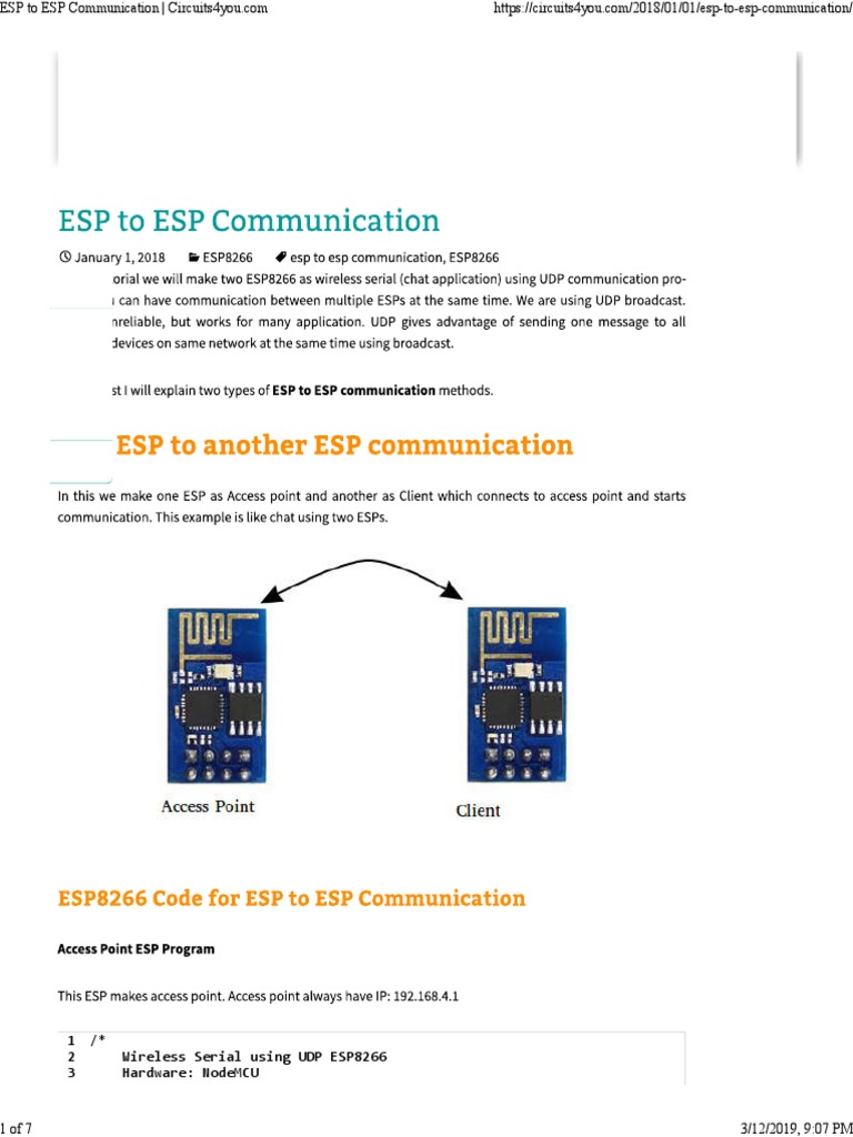 ESP To ESP Communication | PDF | Wireless Access Point | Wi Fi