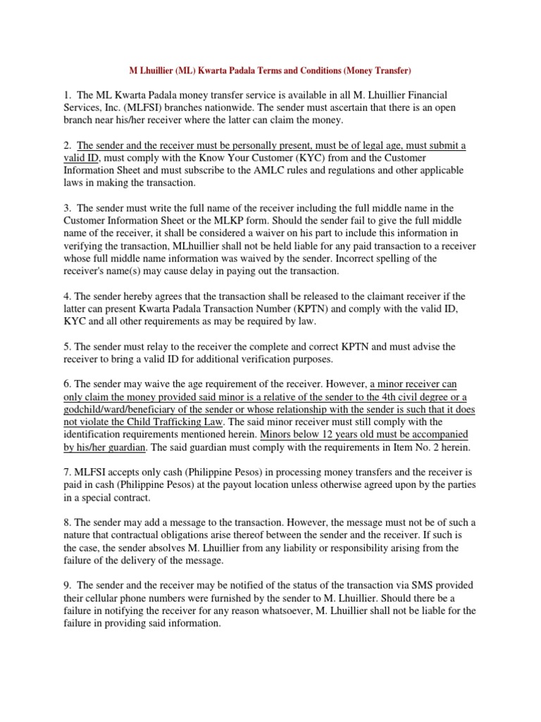 Policies and cONDITION | PDF | Pawnbroker | Wire Transfer