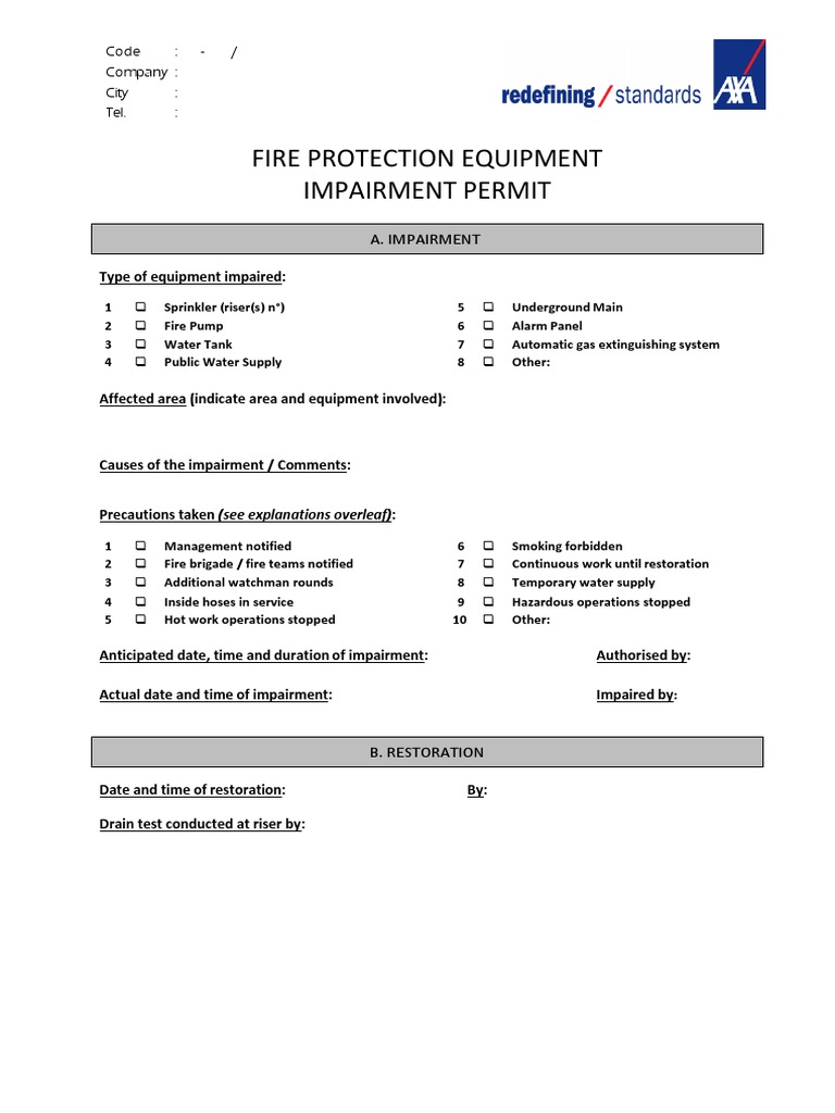 AXA Affin Impairment Form | PDF | Fire Sprinkler System | Fires