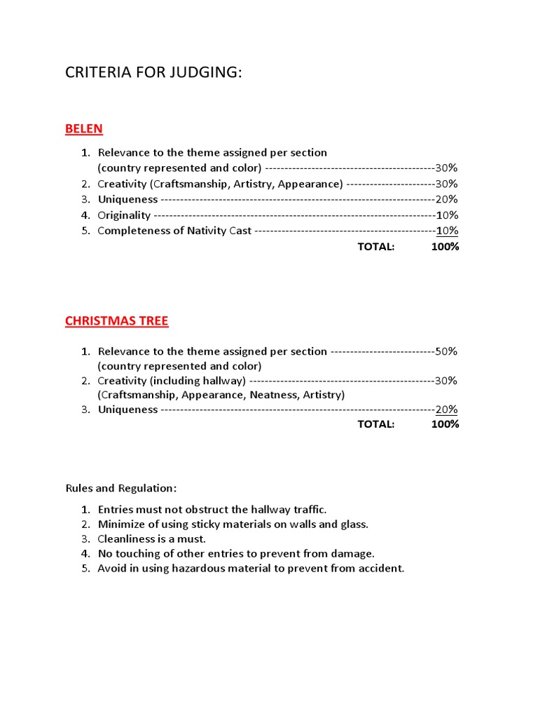 Criteria For Judging | PDF