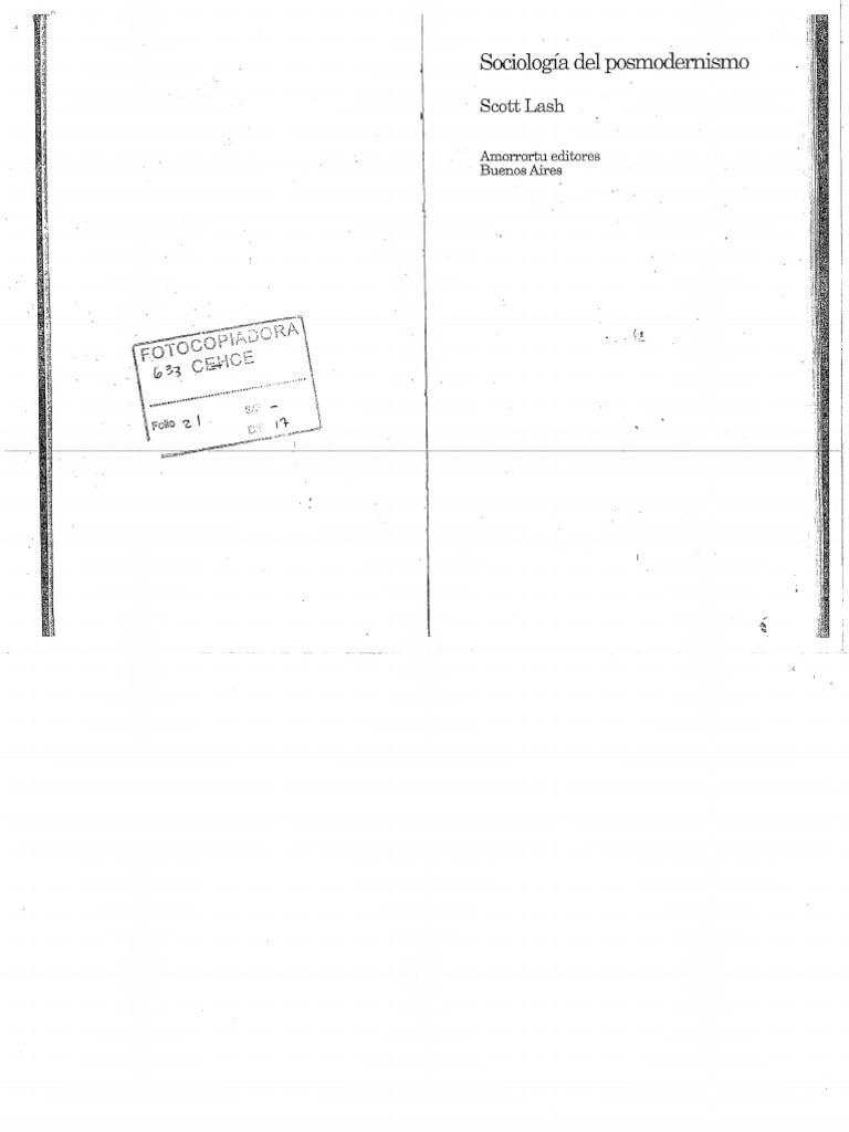 21 - Sociologia Del Posmodernismo. Scott Lash | PDF