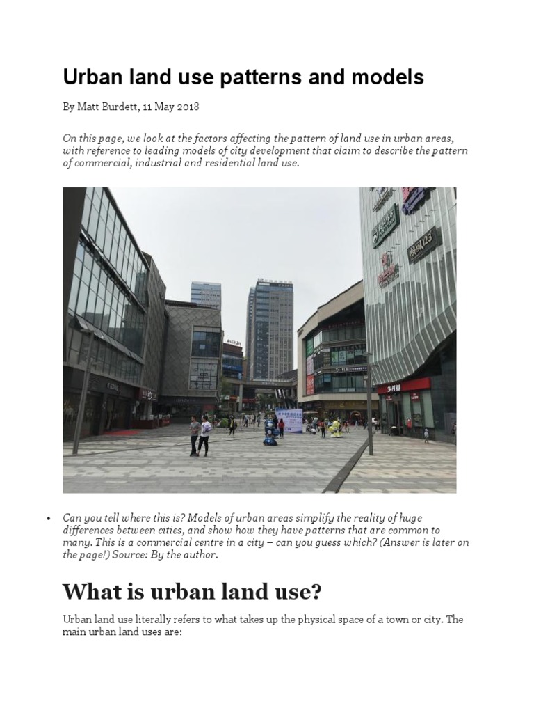 Urban Land Use Patterns and Models | PDF | City | Theory