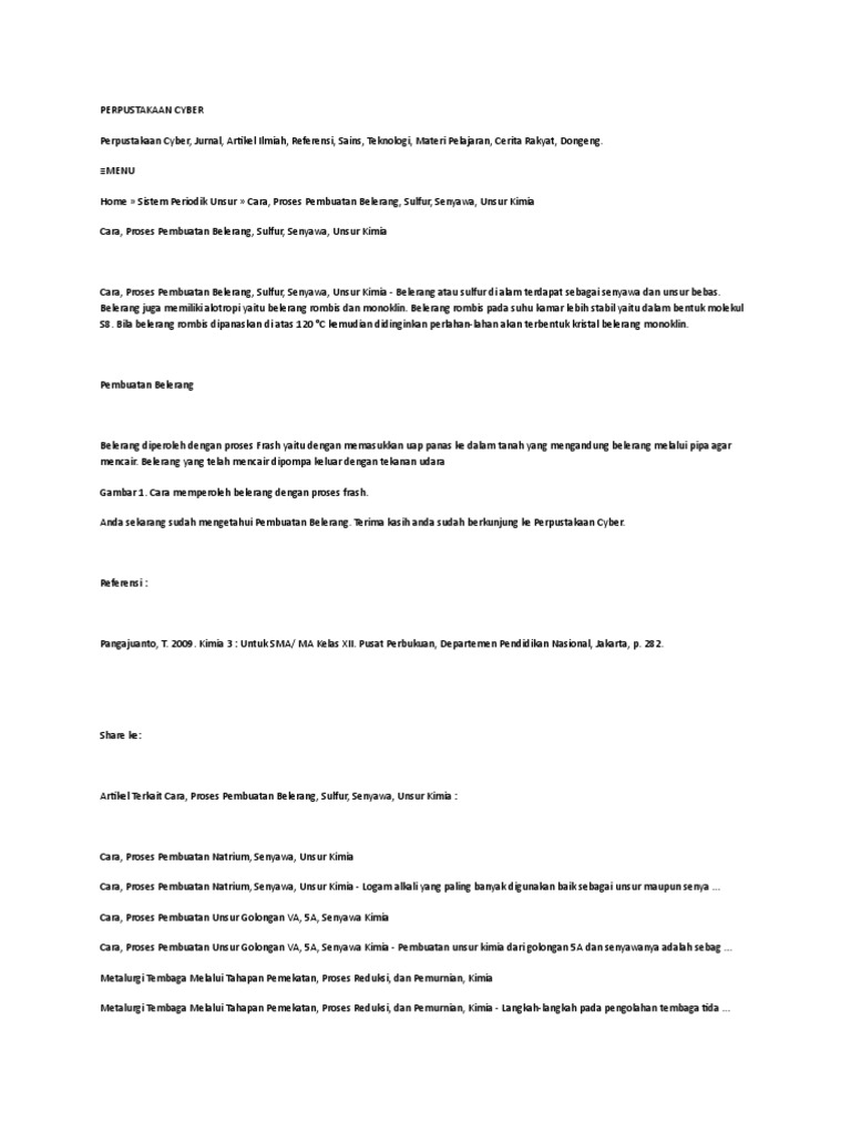 Kimia Belerang | PDF | Sains & Matematika