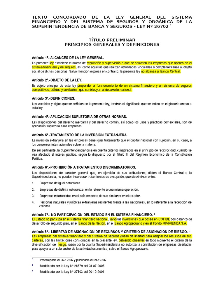 Resumen Ley 26702 | PDF | Seguro | Sistema financiero