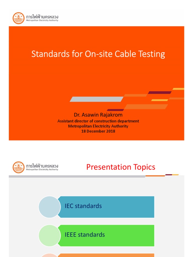 Standards For On-Site Cable Testing | PDF | Insulator (Electricity ...
