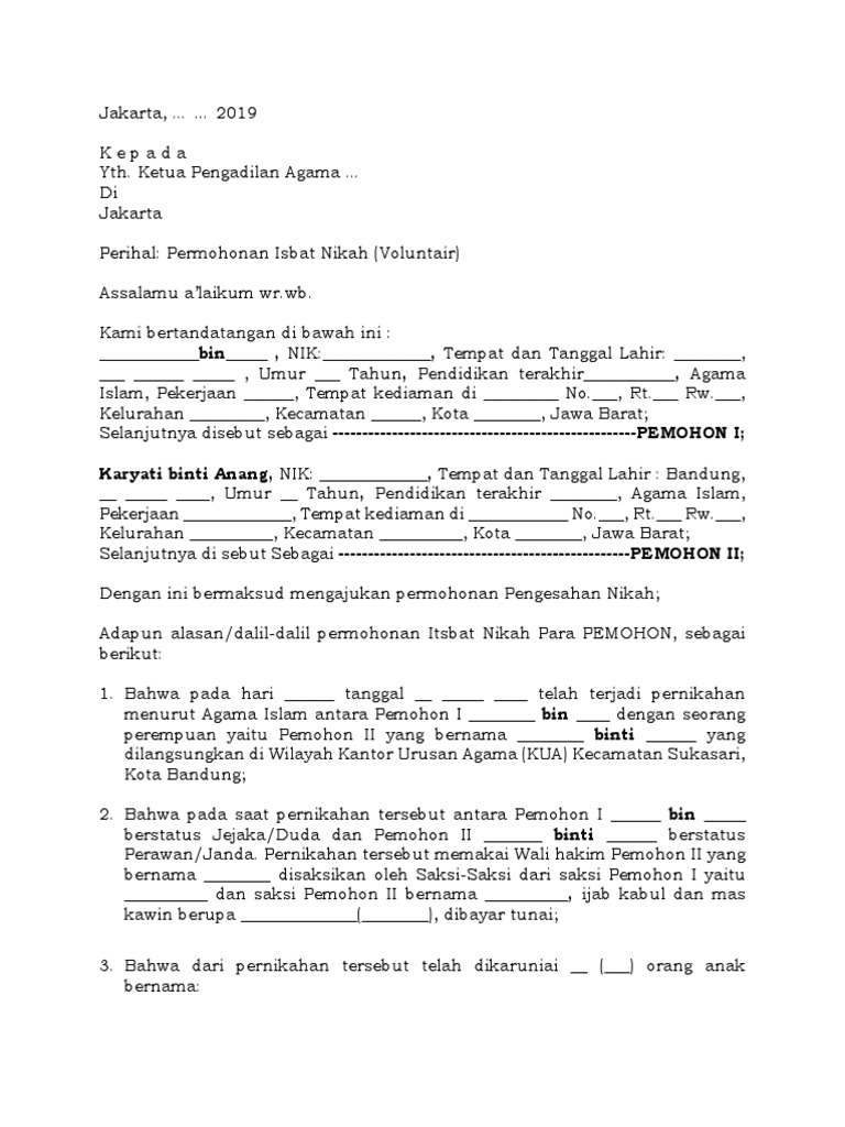 Permohonan Isbat Nikah | PDF