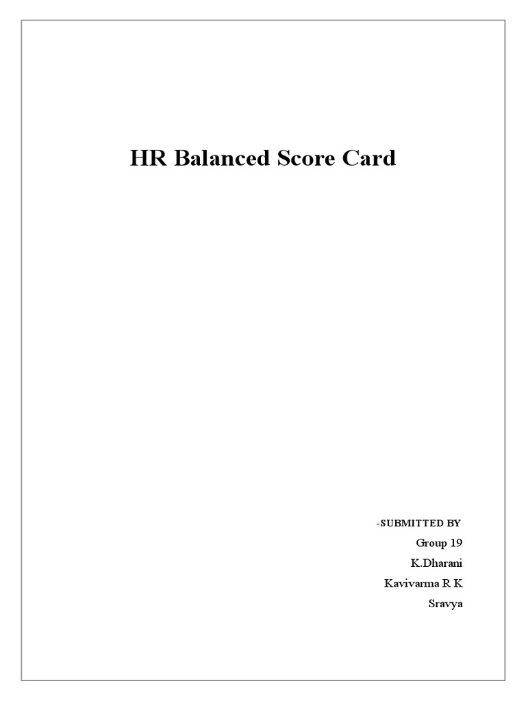 HR Score Card | PDF | Customer Satisfaction | Strategic Management