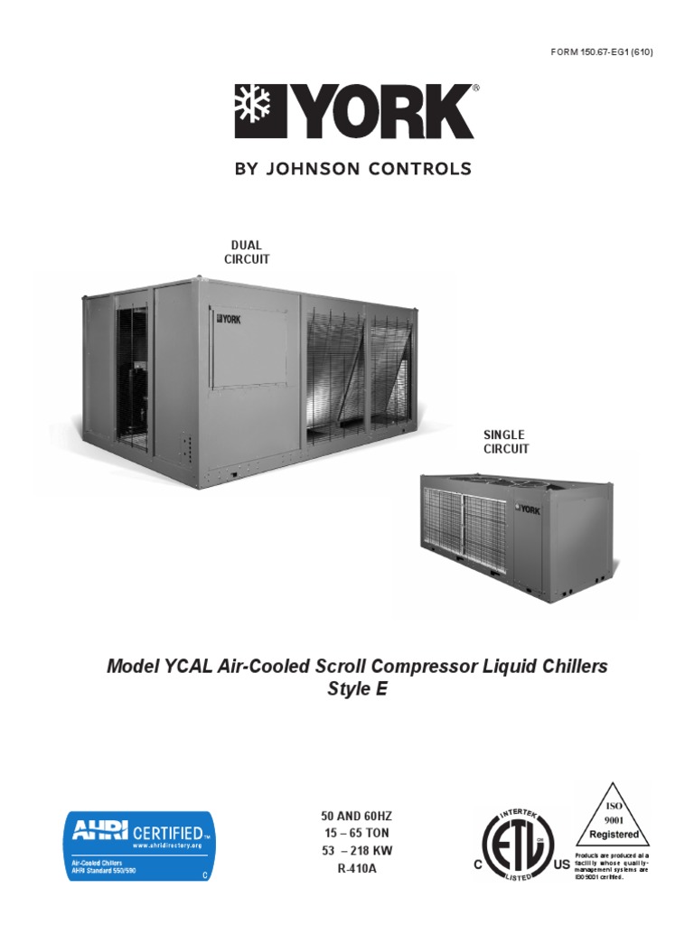 YCAL Air-Cooled Chiller Specifications | PDF | Heat Exchanger ...