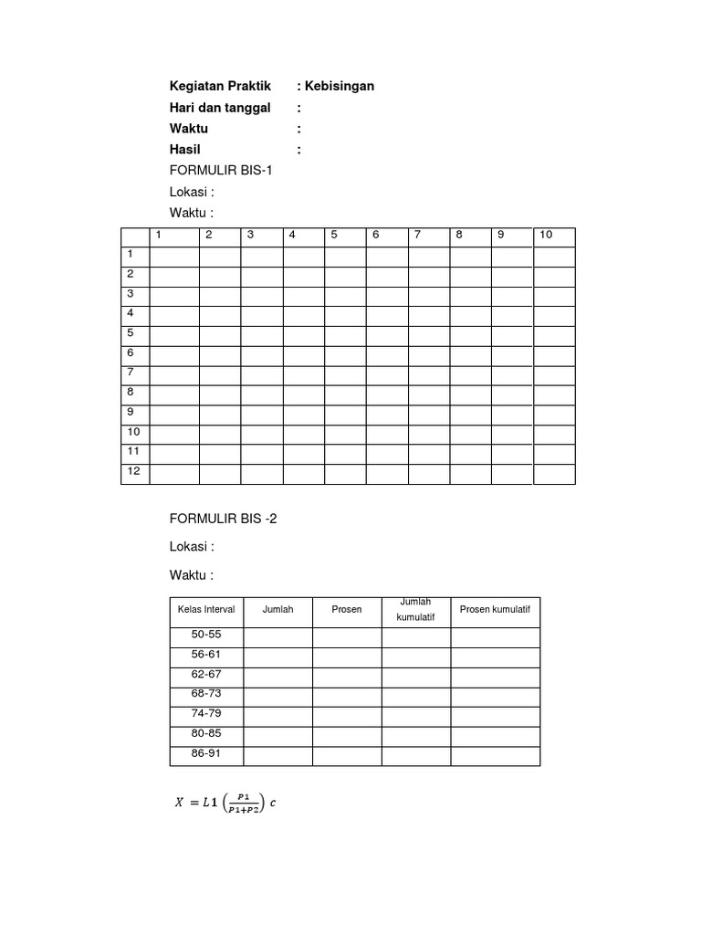 Formulir Kebisingan | PDF