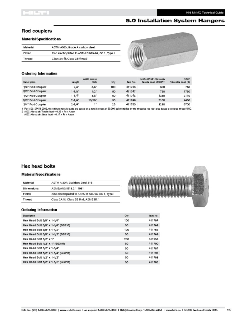 Hilti Technical Information ASSET DOC LOC 1556152 | PDF | Screw | Chemistry