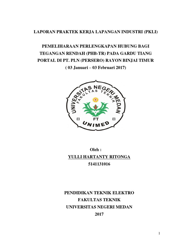 Pemeliharaan PHB-TR Gardu Tiang di PLN Binjai | PDF
