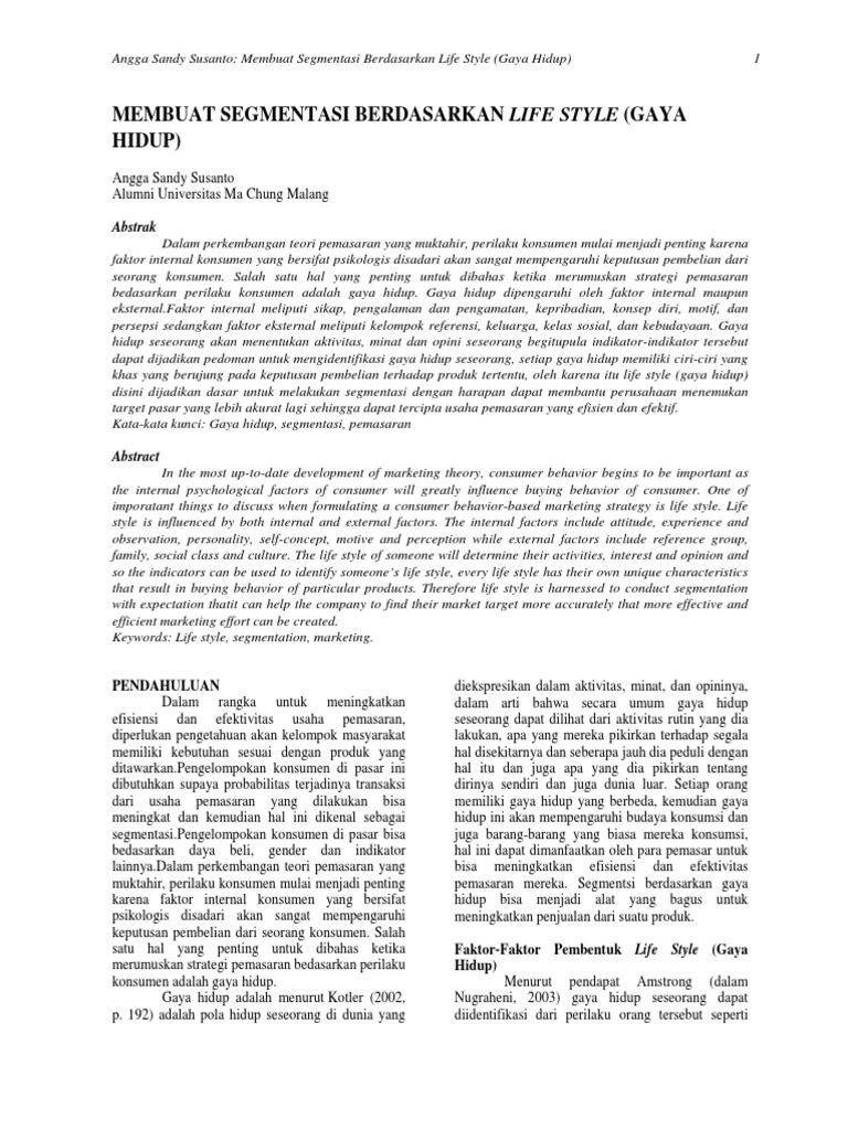 Angga Sandy - Membuat Segementasi Berdasarkan Gaya Hidup Life Style PDF ...