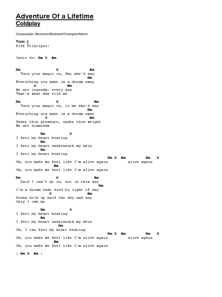 Coldplay's "Adventure of a Lifetime" Lyrics | PDF | Song Recordings ...