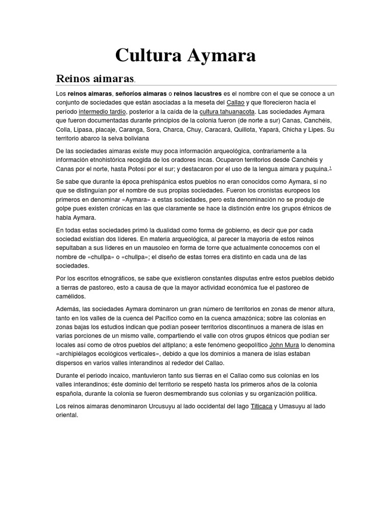 Cultura Aymara | PDF | Imperio Inca | Andes