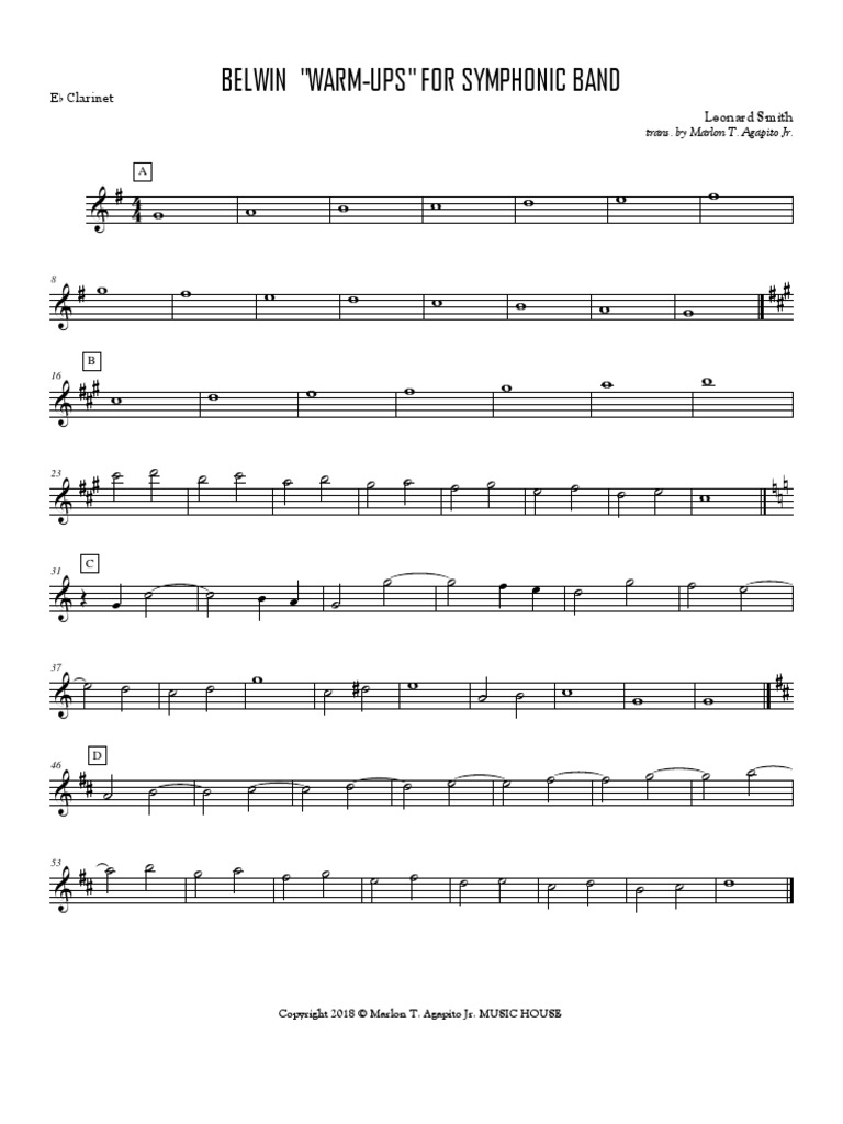 Belwin "Warm-Ups" For Symphonic Band: Eb Clarinet | PDF