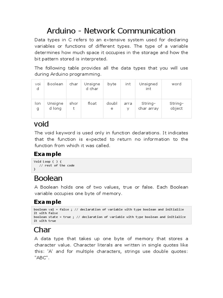 Arduino Basic Programming Pdf Data Type C Programming Language 6950