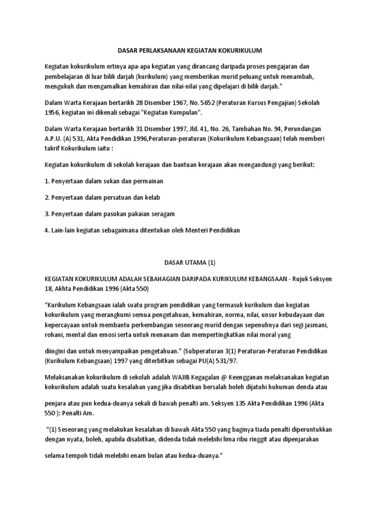 Dasar Kokurikulum | PDF