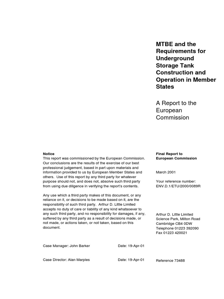 MTBE Underground Tank Document | PDF | Gasoline | Drinking Water