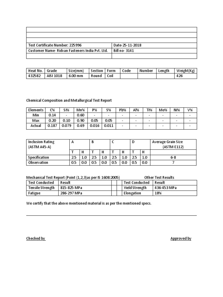 Mill TC Passion Format EN31 Sae 52100 DIA 4.20+ | PDF