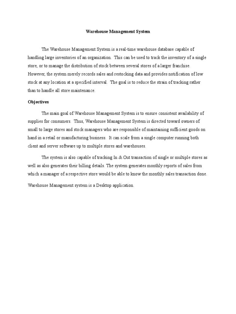 Warehouse Management System | PDF | Warehouse | Random Access Memory