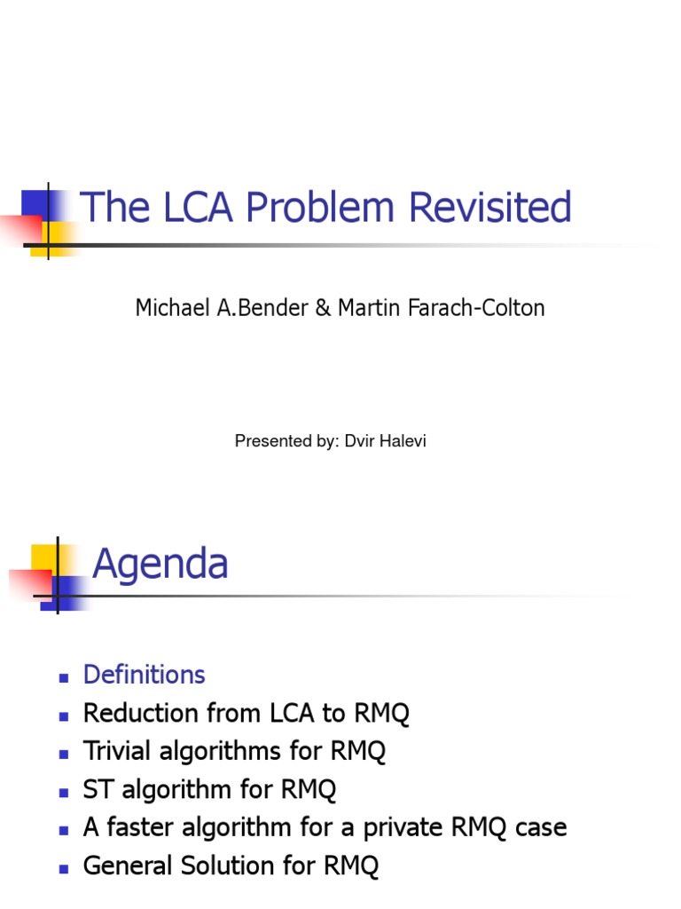 The LCA Problem Revisited: Faster Algorithms | PDF | Algorithms And Data Structures ...