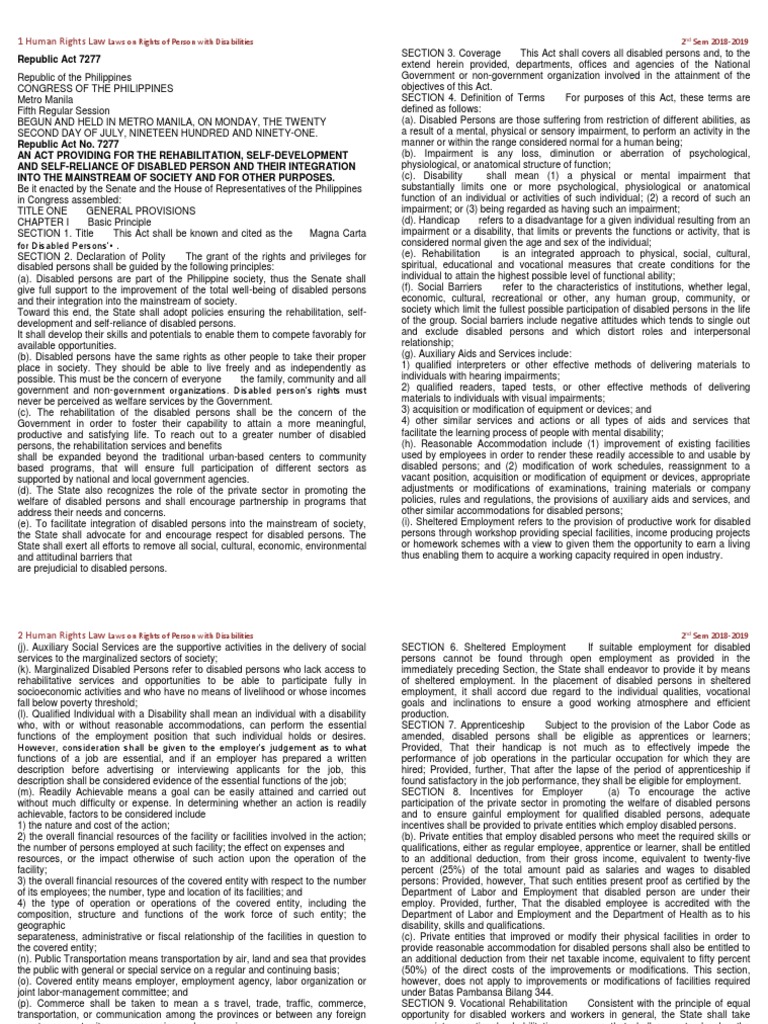 HR - Laws On Rights of PWD | PDF | Disability | Employment