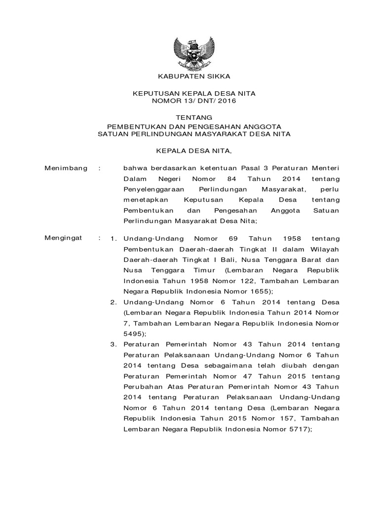 Format Baru SK Revisi Pengangkatan RT | PDF