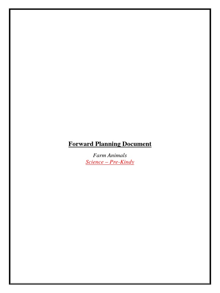 Forward Planning Document - Farm Animals | PDF | Learning | Teachers