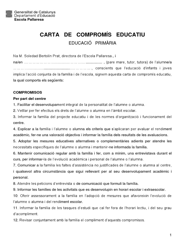 Carta Compromís Primaria | PDF