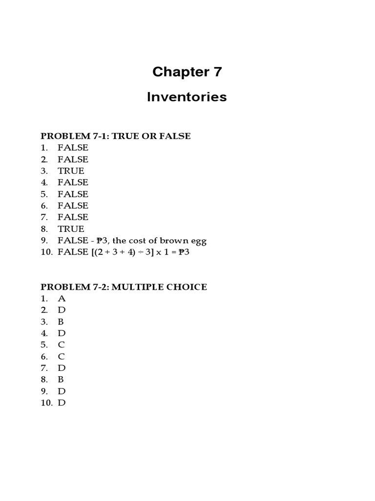 Chapter 7: Inventories Solutions | PDF