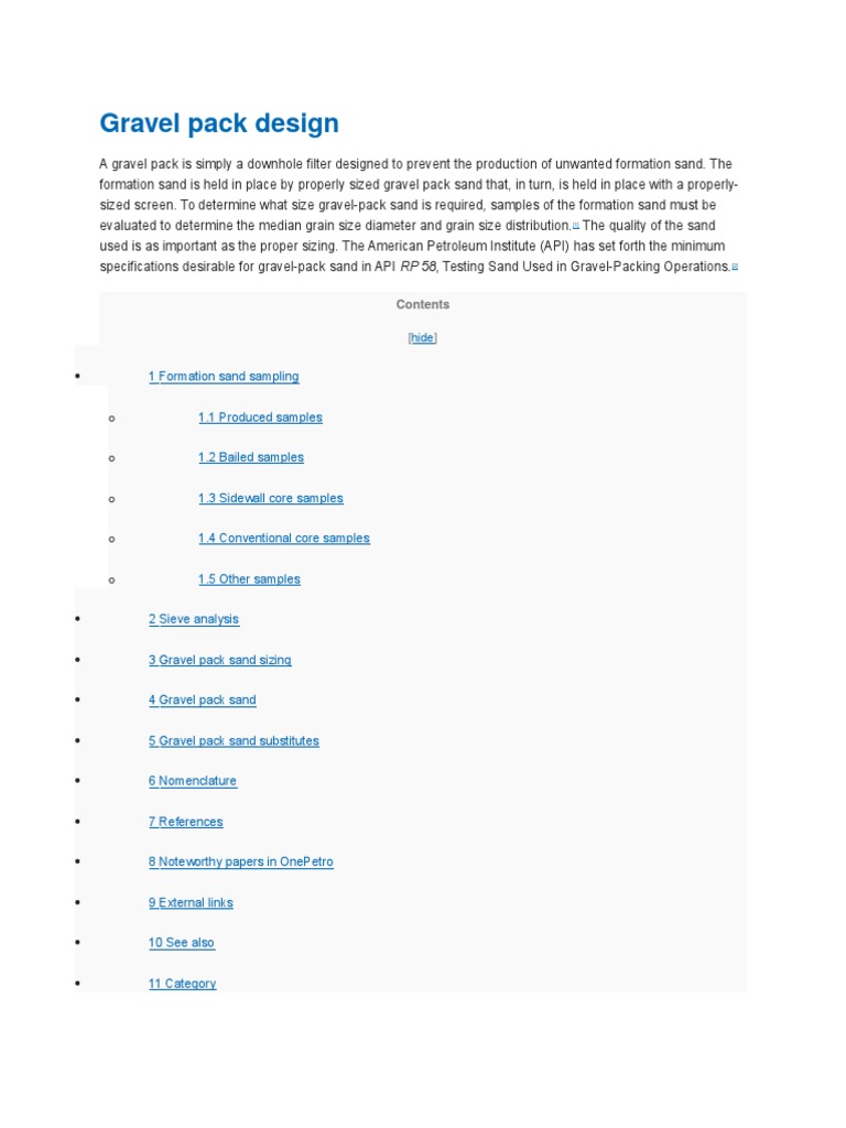 Gravel Pack Design | PDF | Sand | Median