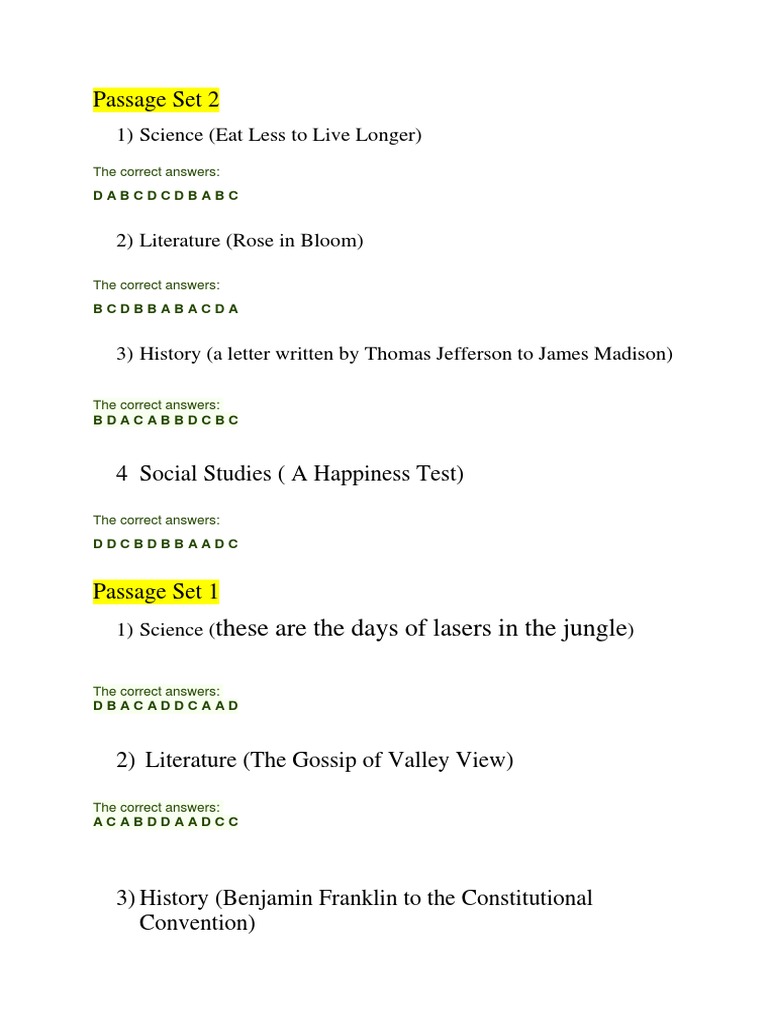 Answers - Passage Set 2 | PDF