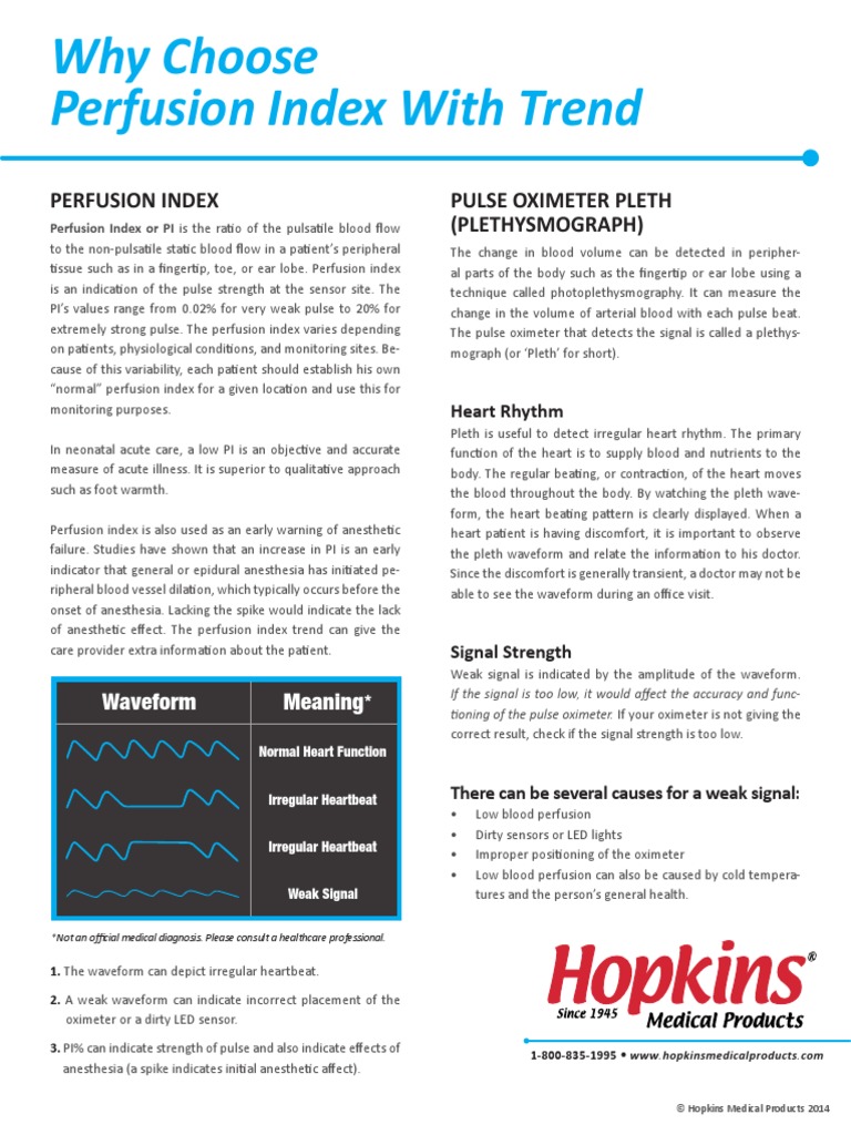 Pulse Oximeter Perfusion Index Info | PDF | Pulse | Cardiovascular System