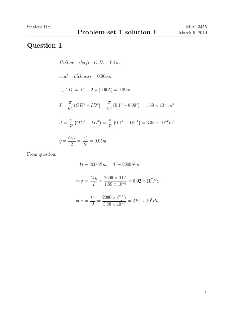 Problem Set 1 Solution 1 | PDF | Structural Engineering | Materials