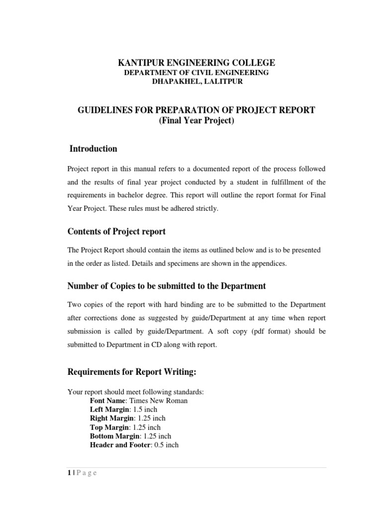 Final Report Format For Minor Major Project Report 2 | PDF | Bending ...