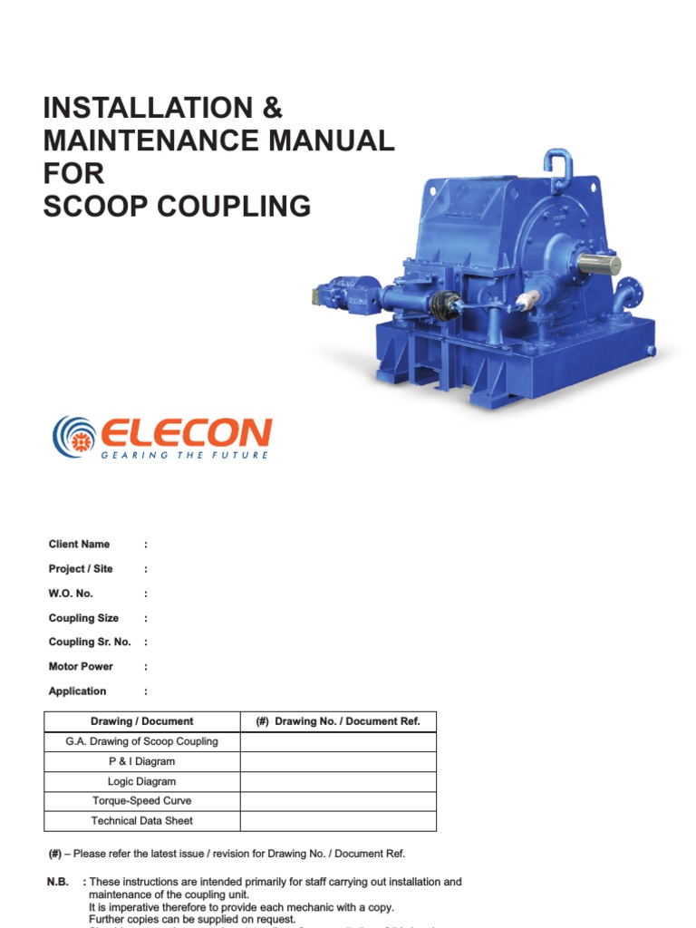 Elecon Scoop Coupling Installation Maintenance Manual | PDF | Switch ...