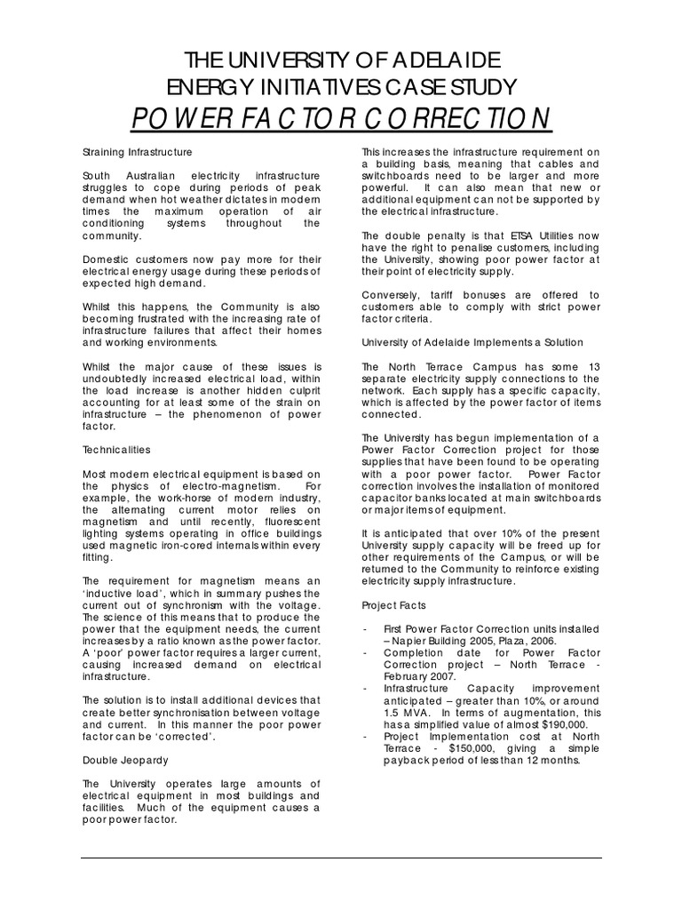 Power Factor Correction | PDF | Electrical Engineering | Electricity