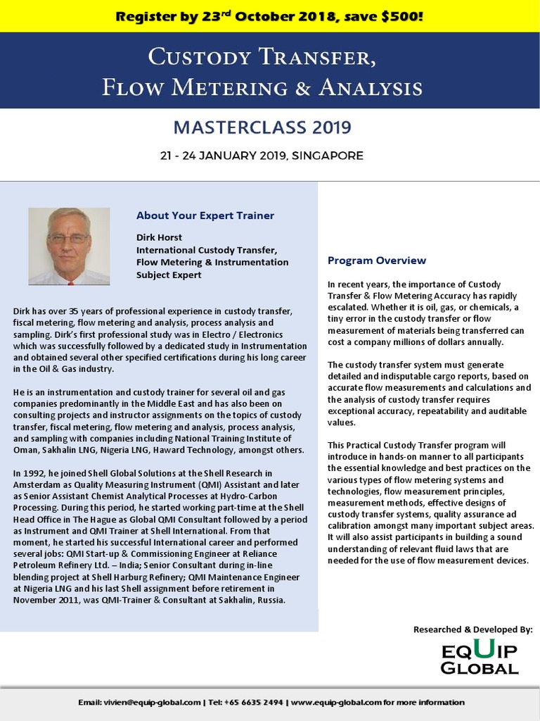 Custody Transfer, Flow Metering & Analysis Masterclass 2019 | PDF ...