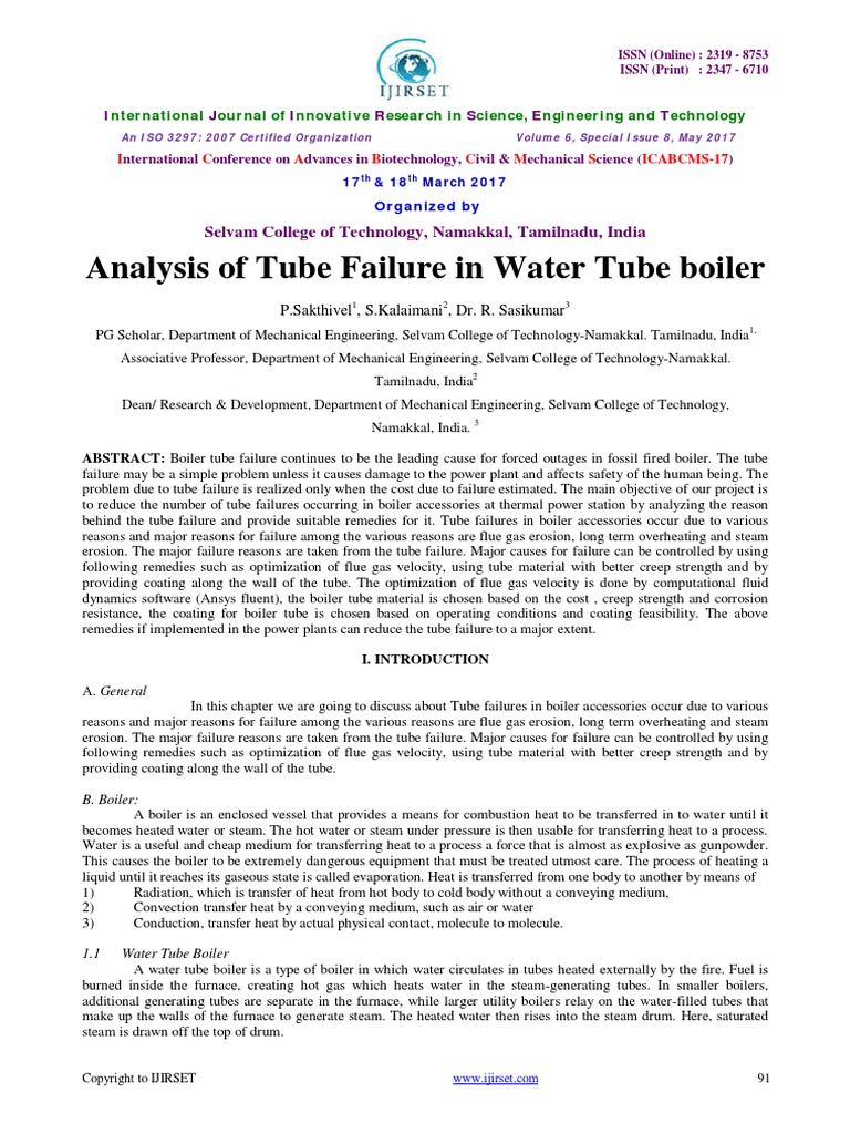 Analysis of Tube Failure in Water Tube Boiler | PDF | Corrosion ...