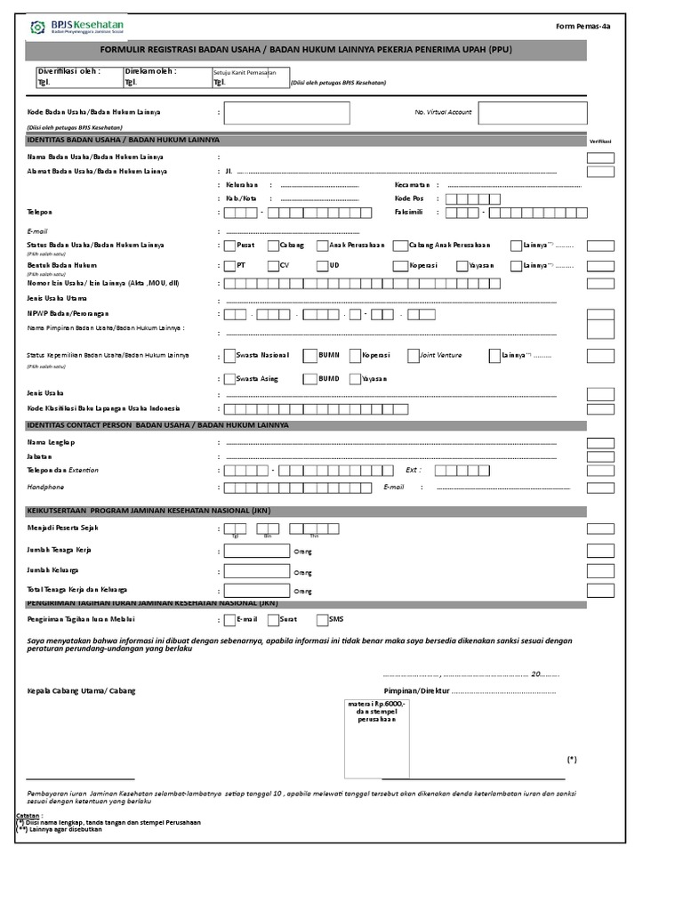 Formulir Pendaftaraan Perusahaan | PDF