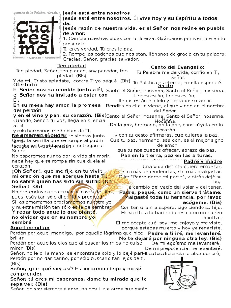 Cancionero de Cuaresma 2019 | PDF | Perdón | Amor