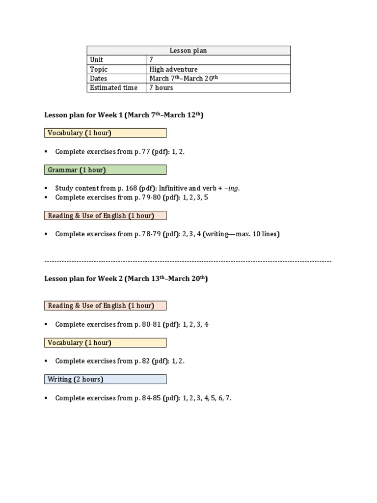High Adventure Lesson Plan Overview | PDF