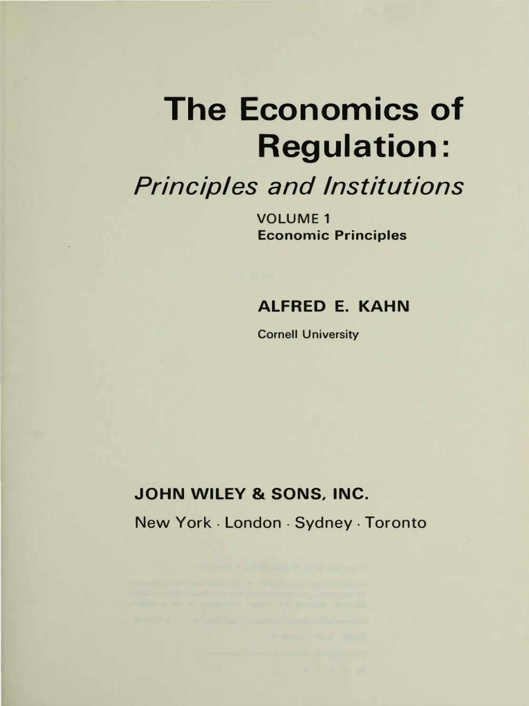 The Economics of Regulation Principles and Institutions Vol 1 2 PDF ...